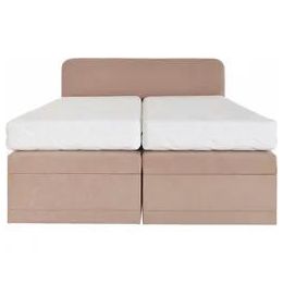 Boxspringbett, beige (dunkelbeige), B:195cm L:212cm, Box und Kopfteil: Microvelours (100% Polyester) oder Kunstleder (Polyurethan);Bezug der Obermatratze: 100% Polyester, Westfalia Schlafkomfort, Komplettbetten, Boxspringbett, wahlweise mit Bettkasten
