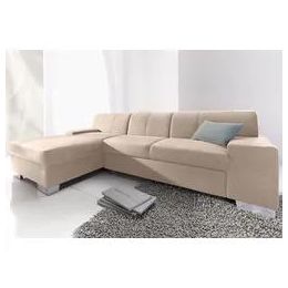 Ecksofa DOMO collection "Star, zeitlose Formensprache, elegante Optik, Breite 248cm, L-Form", beige (natur), B:248cm H:74cm T:150cm, Softlux-Kunstleder;Primabelle-Microfaser;Struktur (90% Polyester und 10% Polyacryl), Sofas, Ecksofa, wahlweise mit Bettfunktion