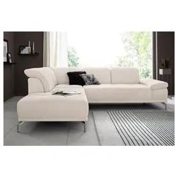 Ecksofa Home Affaire "Caluna", beige (creme), B:262cm H:97cm T:233cm, Luxus-Microfaser Vintageoptik (100% Polyester);Flachgewebe Mura: (100% Polyester);Luxus-Mikrofaser (90% Polyester, 10% Polyamid), Sofas, Ecksofa, Inkl.Sitztiefenverstellung, wahlweise mit Kopf- und Armteilverstellung