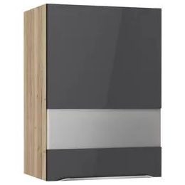 Glash&auml;ngeschrank KOCHSTATION "KS-Aken", grau (anthrazit hochglanz, wildeiche nachbildung), B:50cm H:70,4cm T:34,6cm, Schr&auml;nke, Glash&auml;ngeschrank