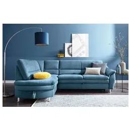 Sit & More Ecksofa SIT & MORE "Cardoso L-Form", blau (azur), B:250cm H:90cm T:175cm, Luxus-Microfaser (90% Polyester, 10% Polyamid);Flachgewebe (100% Polyester);Struktur (100% Polyester), Sofas, Ecksofa, mit Federkern, wahlweise mit Bettfunktion und Schubkasten