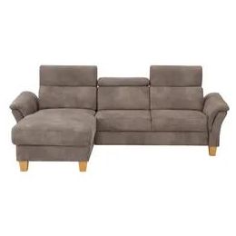 Ecksofa Home Affaire "Conville L-Form", braun (savannah), B:256cm H:84cm T:167cm, 100% Polyester, Sofas, Ecksofa, Federkern, wahlweise mit Bettfunktion und Bettkasten bzw. Stauraum
