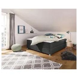 Boxbett Home Affaire "Alexis", grau (anthrazit), B:200cm L:200cm, Struktur fein (100% Polyester), Komplettbetten, ohne Kopfteil - ideal f&uuml;r R&auml;ume mit Dachschr&auml;gen; in 4 Breiten