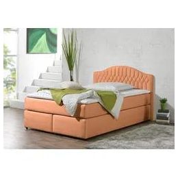 Boxspringbett Maintal, orange (terra), Liegefl&auml;che B/L: 140cm x 200cm, H3, Bonnell-Federkernmatratze, Seitliche Einfassung Unterbox und Obermatratze: Mikrovelours (100% Polyester);Spiegelfl&auml;che der Unterbox und Obermatratze: 100% Polyester, Komplettbetten, Boxspringbett, in diversen Ausf&uuml;hrungen