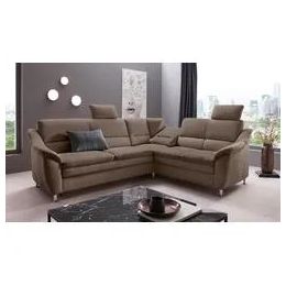 Ecksofa Home Affaire "Cardoso L-Form", braun (chocco), B:249cm H:90cm T:209cm, Luxus-Microfaser Lederoptik (100% Polyester);Luxus-Microfaser (100% Polyester);Luxus-Microfaser ALTARA NUBUCK (100% Polyester);Struktur (100% Polyester), Sofas, Ecksofa, Federkern, wahlweise mit Bett, Schubkasten, teilweise Relaxfunktion