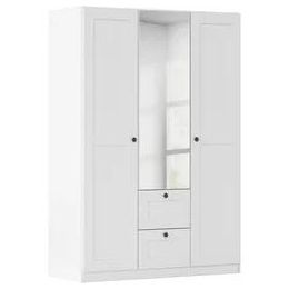 Dreht&uuml;renschrank Rauch "Kleiderschrank Schrank Garderobe Ankleide Schlafzimmerschrank YLVA", wei&szlig;, B:135cm H:197cm T:54cm, Holzwerkstoff, Schr&auml;nke, Dreht&uuml;renschrank, skandinavischer Style mit Rahmenfront und Knopfgriffen MADE IN GERMANY