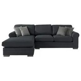 Ecksofa Home Affaire "Broughton L-Form", grau, B:279cm H:92cm T:178cm, 100% Polyester, Sofas, Ecksofa, weicher Sitzkomfort, incl. 4 Zierkissen, Keder