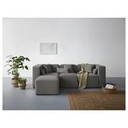 3-Sitzer Home Affaire "Sundstrup L-Form", grau (anthrazit), B:256cm H:76,5cm T:93cm, 100% Polyester, Sofas, Modulserie, individuelle Zusammenstellung