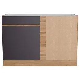 Eckunterschrank KOCHSTATION "KS-Riesa", grau (matt grau), B:120cm H:82cm T:60cm, Holzwerkstoff, Schr&auml;nke, Eckunterschrank, Breite 120 cm, MDF-Fronten