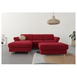 Sit & More Ecksofa SIT & MORE "Apulia L-Form", rot, B:250cm H:78cm T:185cm, Webstoff (100% Polyester);Struktur weich (90% Polyester, 10% Polyamid);Luxus-Microfaser Euphoria (100% Polyester);Samtoptik (100% Polyester), Sofas, Ecksofa, wahlweise Bettfunktion, Bettkasten und Kopf- und Armteilverstellung