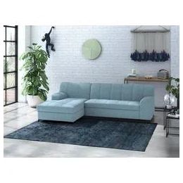Ecksofa Home Affaire "Balme L-Form", blau (petrol), B:239cm H:75cm T:152cm, 95% Polyester, 5% Nylon, Sofas, Ecksofa, Inkl. Zierkissen, wahlweise mit Bettfunktion