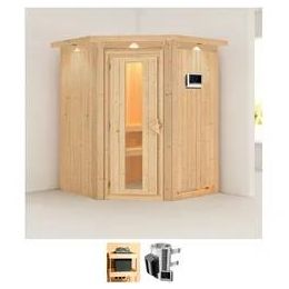 Sauna Karibu "Nanna", beige (naturbelassen), Saunaofen, externe Steuerung, 3,6 kW, Saunen, Ofen 3,6 kW externe Strg.easy