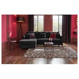 Ecksofa Home Affaire "Renesse L-Form", schwarz, B:234cm H:90cm T:160cm, Samtvelours 100% Polyester;Luxus-Microfaser ALTARA NUBUCK (100% Polyester), Sofas, Ecksofa, lose Kissen, Keder an Sitzkissen