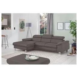 Ecksofa COTTA "Komaris L-Form, B: 244 cm", grau (elefant), B:244cm H:72cm T:166cm, Microfaser PRIMABELLE (100% Polyester);Kunstleder SOFTLUX(100%Polyurethan);Feinstruktur (100% Polyester);Kunstleder SOFTLUX/Struktur (100%Polyurethan, 90%Polyester, 10% Polyacryl), Sofas, Ecksofa, mit Kopfteilverstellung, optional Bettfunktion, Bettkasten & Licht, Topseller