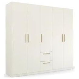 Kleiderschrank Rauch "Dreht&uuml;renschrank Schrank Garderobe Ankleide SKANDI BY QUADRA SPIN", wei&szlig; (alpinwei&szlig;), B:226cm H:210cm T:54cm, Holzwerkstoff, Schr&auml;nke, Kleiderschrank, im Landhaus-Stil mit Massivholzgriffen aus Wildeiche, mit Schubladen