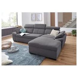 Ecksofa exxpo - SOFA FASHION "Salerno, inkl. Arm-& Kopfteilverstellung, bequem, Breite 280cm, L-Form", grau, B:280cm H:77cm T:170cm, Sofas, Ecksofa, wahlweise mit Bettfunktion und Bettkasten, tolle Detailverarbeitung