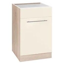 Wiho-K&uuml;chen Sp&uuml;lenschrank WIHO K&Uuml;CHEN "Flexi2", beige (front: magnolia, korpus: sonoma eiche), B:50cm H:82cm T:57cm, Schr&auml;nke, Sp&uuml;lenschrank, Breite 50 cm