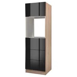Backofen/K&uuml;hlumbauschrank KOCHSTATION "KS-Brindisi", schwarz (schwarz hochglanz, eichefarben), B:60cm H:200cm T:60cm, Holzwerkstoff, MDF, Schr&auml;nke, Backofenumbauschrank, 60 cm breit, 200 cm hoch