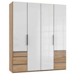 Kleiderschrank wimex "Level by fresh to go", braun (plankeneichefarben, wei&szlig;glas), B:200cm H:236cm T:58cm, Schr&auml;nke, Kleiderschrank Dreht&uuml;renschrank, mit vollfl&auml;chigen Glast&uuml;ren