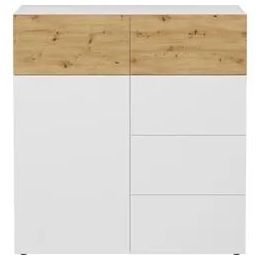 Kommode FMD "Belm", wei&szlig; (brillantwei&szlig;, artisan eiche), B:108,9cm H:115cm T:41,7cm, Holzwerkstoff, Sideboards, Kommode, Breite 109 cm