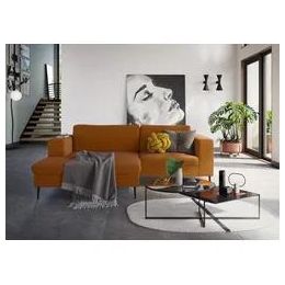 Ecksofa DOMO collection "Modica kompakt und elegant, Breite 244, L-Form", gelb (curry), B:244cm H:83cm T:173cm, Sofas, Ecksofa, moderne Optik mit extrabreiter Recamiere, auch in Cord