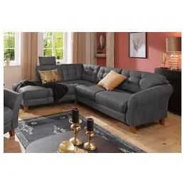 Ecksofa Home Affaire "Trondheim L-Form", grau (anthrazit), B:260cm H:89cm T:90cm, Struktur weich ( 97% Polyester, 3% Baumwolle);Luxus-Microfaser ALTARA NUBUCK (100% Polyester);Luxus-Microfaser Lederoptik (100% Polyester), Sofas, Ecksofa, mit Federkern