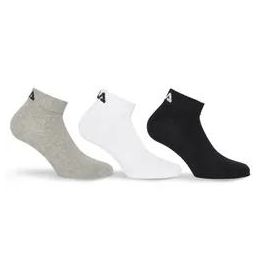 Kurzsocken Fila "UNISEX INVISIBLE PLAIN SOCKS", Herren, Gr. 39-42, schwarz (schwarz, grau, wei&szlig;), Baumwolle, Elasthan, Polyester, bedruckt, unifarben, elastisch, Socken, mit Logostickerei