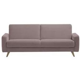 3-Sitzer exxpo - SOFA FASHION "Samso, elegant und bequem, aktueller Cord Bezug, Kippcouch", braun (old rose), B:222cm H:89cm T:93cm, 100% PES, Sofas, hochwertige Verarbeitung, Schlafsofa inkl. Bettfunktion und Bettkasten