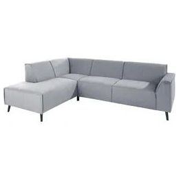 Ecksofa DOMO collection "Amora, inkl. Federkern f&uuml;r mehr Sitzkomfort, Breite 263cm, L-Form", silber, B:263cm H:81cm T:191cm, Struktur (100% Polyester);Struktur grob (100% Polyester);Luxus-Microfaser (100% Polyester), Sofas, Ecksofa, Komfortsitzh&ouml;he 47 cm, Fu&szlig;h&ouml;he passend f&uuml;r g&auml;ngige Saugroboter