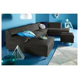 Wohnlandschaft Home Affaire "Jamie, zeitloses Design, fester Sitzkomfort, viel Platz, U-Form", schwarz, B:308cm H:72cm T:80cm, Sofas, Wohnlandschaft, wahlweise mit Bettfunktion
