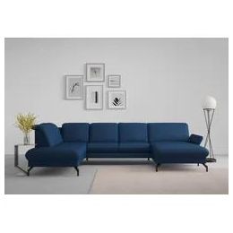 Sit & More Wohnlandschaft SIT & MORE "Fashion U-Form", blau, B:338cm H:84cm T:207cm, Sofas, Wohnlandschaft, wahlweise mit Kopfteilverstellung, Vorziehsitz, motorisch, Metallf&uuml;&szlig;e