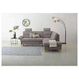 Ecksofa Home Affaire "Westerland L-Form", braun (latte), B:238cm H:90cm T:213cm, 100% Polyester, Sofas, Ecksofa, Federkern-Polsterung, wahlweise mit Bettfunktion, Bettkasten