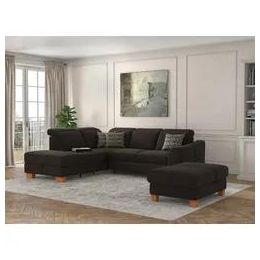 Sit & More Ecksofa SIT & MORE "Dundee L-Form", braun (espresso), B:263cm H:86cm T:219cm, Sofas, Ecksofa, mit Federkern und Massivholzf&uuml;&szlig;en, wahlweise mit Kopfteilverstellung