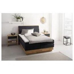 Boxspringbett OTTO HOME "Jenna", schwarz (carbone), B:204cm L:216cm, Komplettbetten, Boxspringbett, ohne LED-Beleuchtung, mit zertifizierten, recycelten Bezugsstoffen