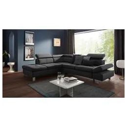 Ecksofa exxpo - SOFA FASHION "Fiji, L-Form", schwarz, B:272cm H:98cm T:232cm, Luxus-Kunstleder;Webstoff (100% Polyester);Webvelours (100% Polyester), Sofas, Ecksofa, mit Kopf- bzw. R&uuml;ckenverstellung, wahlweise mit Bettfunktion