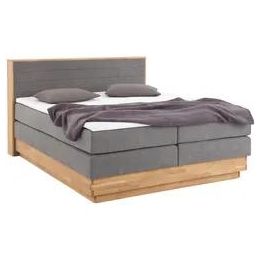 Boxspringbett Home Affaire "Cavan", grau (anthrazit), L:220cm, Microfaser (100% Polyester), Komplettbetten, Boxspringbett, Eiche, inkl. Bettkasten & Topper, verschiedene H&auml;rtegrade (auch H4)