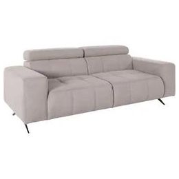 2-Sitzer DOMO collection "Trento, mit Kufenfu&szlig; oder Einzelfu&szlig;", grau (taupe), B:208cm H:79cm T:104cm, 92% Polyester, 8% Nylon, Sofas, whlw. verstellbare Kopfteile, passend f&uuml;r g&auml;ngige Saugroboter