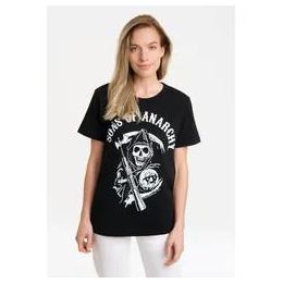 T-Shirt logoshirt "Sons Of Anarchy Logo", Damen, Gr. XS, schwarz, 100% Baumwolle, bedruckt, normal, Rundhals, Shirts T-Shirt, mit lizenziertem Print