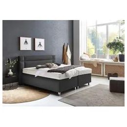 Boxspringbett, grau (feinstrukturstoff anthrazit), Ohne Topper, Liegefl&auml;che B/L: 160cm x 200cm, H3, 5-Zonen-Tonnentaschen-Federkernmatratze, Bezug Unterbox und Kopfteil: Feinstrukturstoff (77% Polyester, 23% Viskose);Bezug Obermatratze 100% Polyester, waschbar bis 60C, Westfalia Schlafkomfort, Komplettbetten, Boxspringbett, in diversen Ausf&uuml;hrungen
