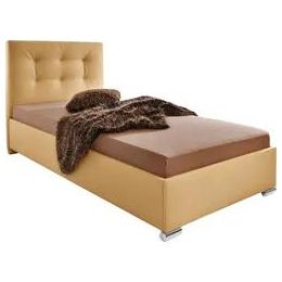 Polsterbett Maintal, beige, B:147cm H:107cm L:212cm, Betten, Polsterbett, Made in Germany