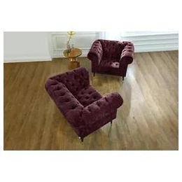 Chesterfield-Sessel Home Affaire "Tinnum Sessel", rot, B:106cm H:77cm T:87cm, Luxus-Microfaser Vintageoptik (66% PU, 27% Polyester, 7% Baumwolle);Struktur weich( 97% Polyester, 3% Polyacryl), Sessel