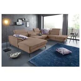 Sit & More Wohnlandschaft SIT & MORE "Percy U-Form", beige, B:343cm T:235cm, Sofas, Wohnlandschaft, 15 cm Fu&szlig;h&ouml;he, Sitztiefenverstellung, wahlweise in 2 Fu&szlig;farben