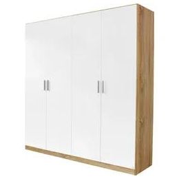 Dreht&uuml;renschrank Rauch "Kleiderschrank Schrank Garderobe Schlafzimmerschrank CELLE", wei&szlig; (eiche sonoma, hochglanz wei&szlig;, griffe alu), B:181cm H:197cm T:54cm, Holzwerkstoff, Schr&auml;nke, Dreht&uuml;renschrank, in 4 Breiten und 2 H&ouml;hen, optional mit Schubk&auml;sten MADE IN GERMANY