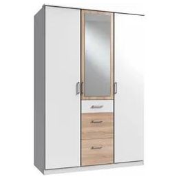 Kleiderschrank wimex "Click", wei&szlig; (wei&szlig;, struktureichefarben hell), B:135cm H:199cm T:58cm, Schr&auml;nke, Kleiderschrank Dreht&uuml;renschrank, mit Spiegel