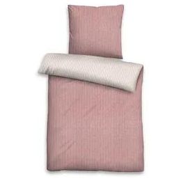 Wendebettw&auml;sche Biberna "Tillmann", rosa (rose), B/L: 155cm x 220cm, 1 Stk., 1 Stk., Flanell, B/L: 80cm x 80cm, 2 Stk., Flanell, Obermaterial: 100% Baumwolle, Bettw&auml;sche, Wendebettw&auml;sche, kuschelig warm im Winter, gestreifte Bettw&auml;sche mit Wendeoptik