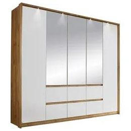 Dreht&uuml;renschrank Rauch "Mainz mit Spiegel und Passepartout", wei&szlig; (eiche artisan, alpinwei&szlig;), B:230cm H:212cm T:58cm, Holzwerkstoff, Schr&auml;nke, Dreht&uuml;renschrank, optional mit Beleuchtung, Au&szlig;ent&uuml;ren mit Push-to-Open Funktion