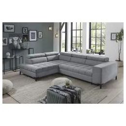 Ecksofa exxpo - SOFA FASHION "Bocco, hochwertige Verarbeitung, toller Sitzkomfort, bequem, L-Form", silber, B:276cm H:75cm T:203cm, 100% PES, Sofas, Ecksofa, wahlweise mit Bettfunktion u. Bettkasten, inkl. Kopfteilverstellung