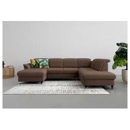 Sit & More Wohnlandschaft SIT & MORE "Maggiore U-Form", braun (espresso), B:312cm H:88cm T:224cm, 98% Polyester, 2% Polyamid, Sofas, Wohnlandschaft, wahlweise mit Kopfteilverstellung, Bettfunktion und Stauraum