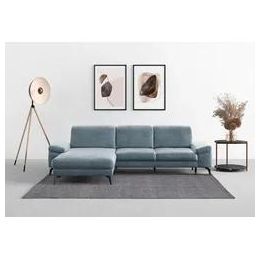 Sit & More Ecksofa SIT & MORE "Cabana L-Form", blau (blaugrau), B:301cm H:84cm T:195cm, 100% Polyester, Sofas, Ecksofa, Recamiere, wahlweise mit Sitztiefen-, Armlehnen- und Kopfteilfunktion