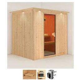 Sauna Karibu "Dima", beige (naturbelassen), Saunaofen, integrierte Steuerung, 3,6 kW, Saunen, Ofen 3,6 kW intgr. Strg